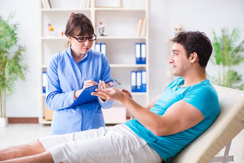 The Doctor Checking Nerve Reflexes with Hammer Stock Photo - Image of ...