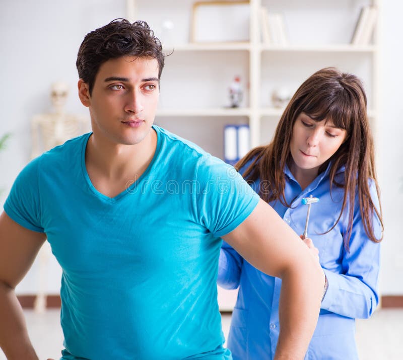 Doctor Checking Nerve Reflexes with Hammer Stock Photo - Image of ...
