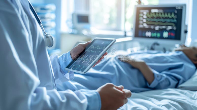 Doctor Checking Patient S Medical Record Charts in Tab Display ...