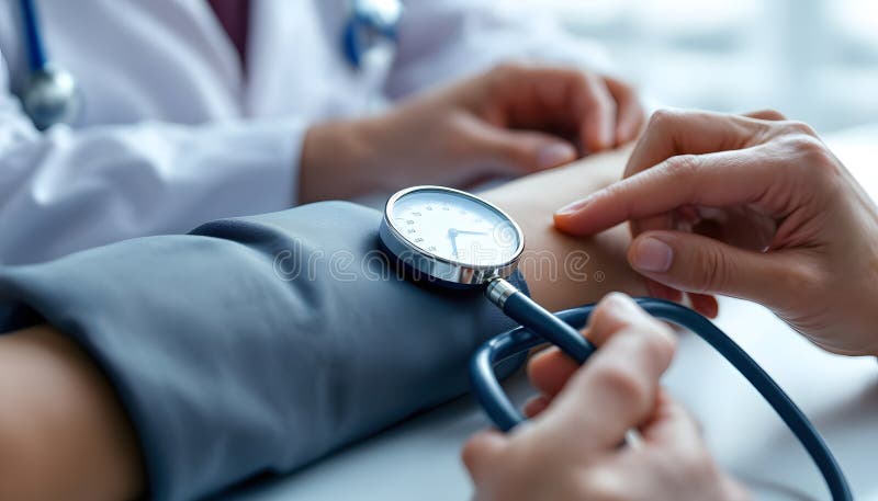 Doctor Checking Patients Blood Pressure Using a Sphygmomanometer Stock ...