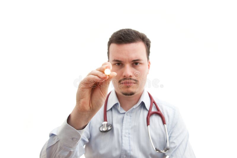 Doctor Checks Pupils with Torch Stock Image - Image of focus, person ...