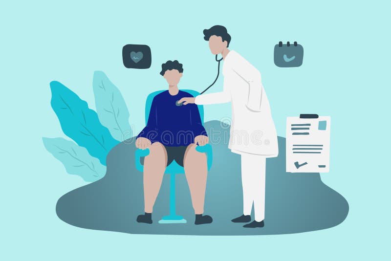 Doctor checkup his patient stock vector. Illustration of home - 213713742