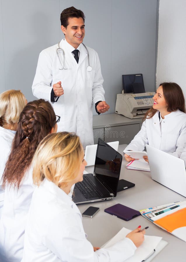 Doctor Chief Speech at Meeting Stock Image - Image of document, health ...