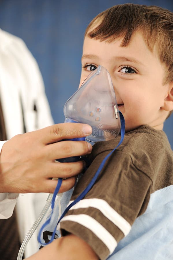 Doctor, Child, Inhaler Mask for Breathing, Stock Image - Image of ...