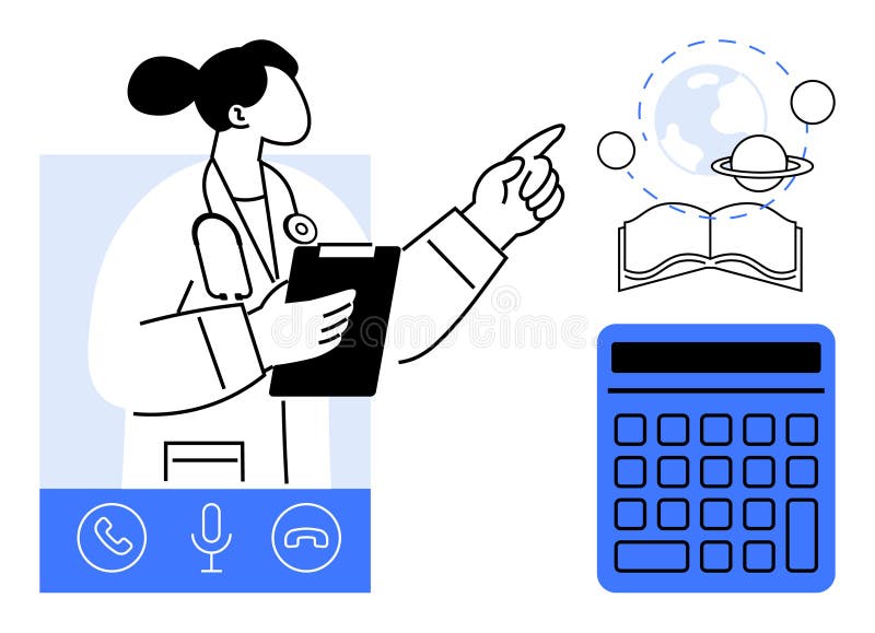 Doctor with a Clipboard Interacting Virtually, Showcasing Learning and ...