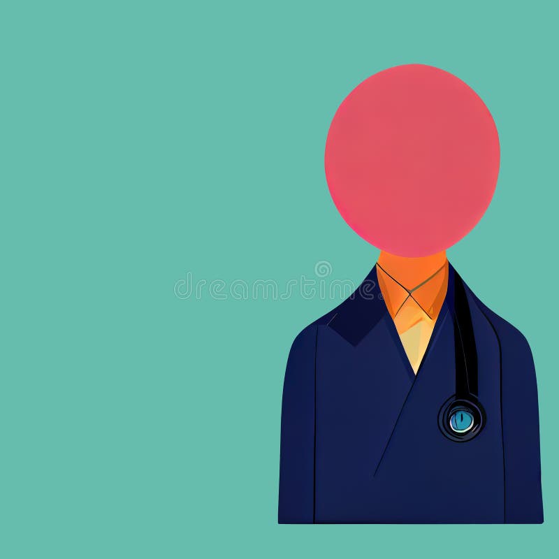 Doctor Color Flat Illustration. Abstract Portrait of a Doctor. Sketchy ...
