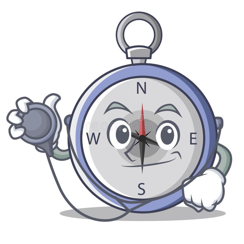 Doctor Compass Character Cartoon Style Stock Vector - Illustration of ...
