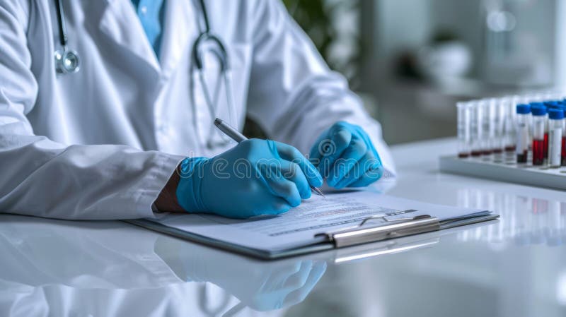 Doctor Completing Medical Paperwork. AI Generated Stock Image - Image ...