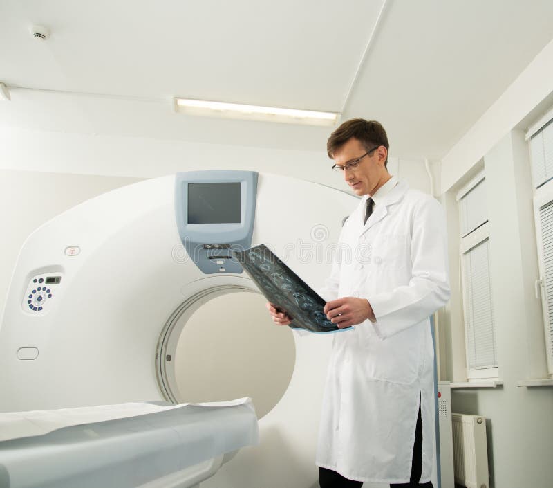 Doctor at the Computed Tomography Stock Image - Image of occupation ...