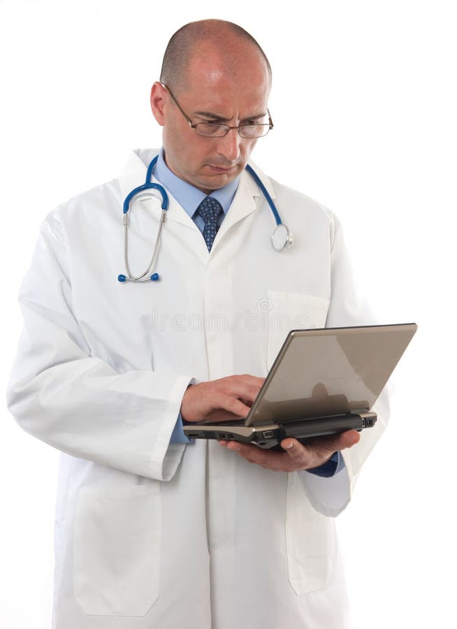 Doctor on the Computer stock image. Image of male, mature - 14512003