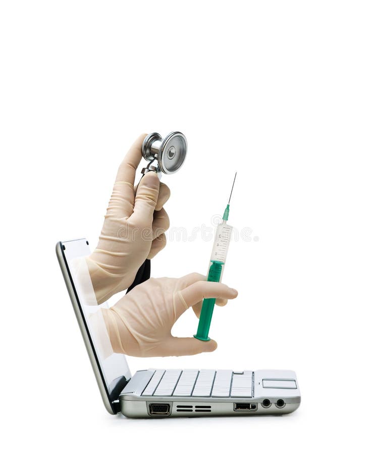 Doctor from Computer Screen Stock Image - Image of doctor, health: 19063607