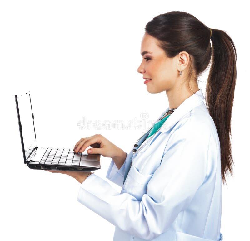 Doctor with a computer stock image. Image of female, nurse - 39642035