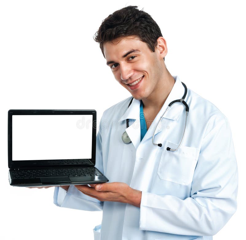 Doctor with a computer stock photo. Image of medical - 39731096