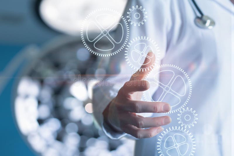 The Doctor Controls the Gears Stock Photo - Image of diagnostic, hand ...