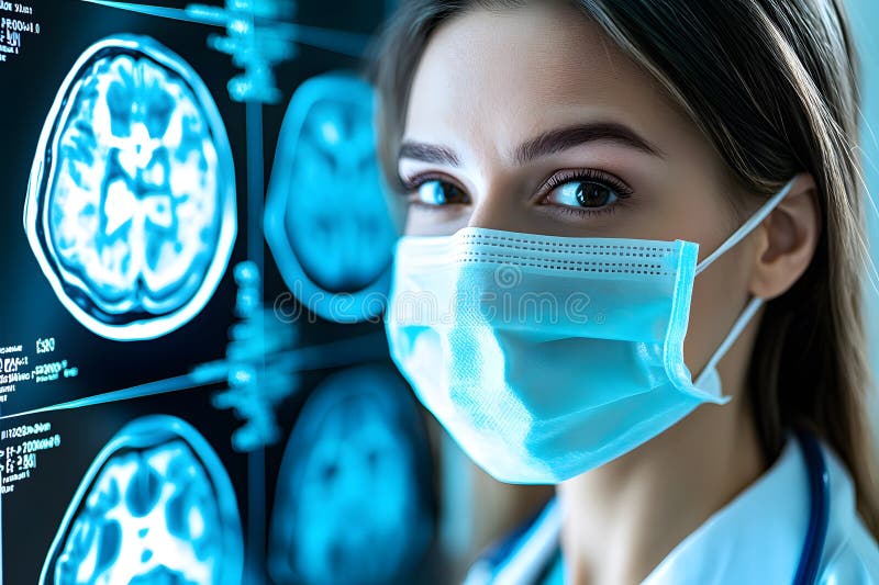 A Doctor Cover Face with Mask, MRI Scan, AI-generative, AI-Generated ...