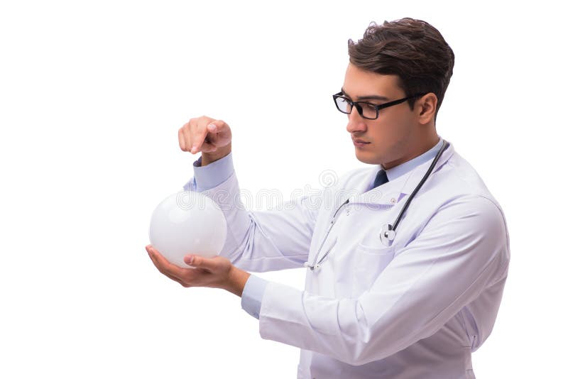 The Doctor With Crystal Ball Isolated On White Background Stock Photo ...