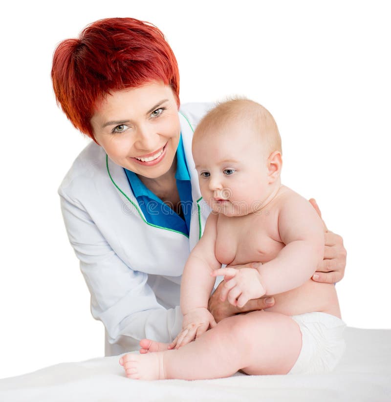 Doctor with cute baby stock image. Image of newborn - 218684167