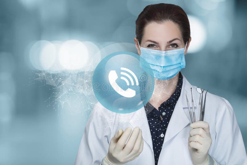 Doctor Dentist Showing Call Center Icon Stock Image - Image of disease ...