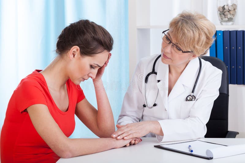 Doctor with Depressed Patient Stock Photo - Image of health, comforting ...