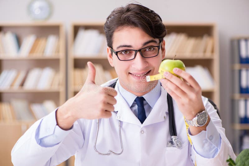 The Doctor in Dieting Concept with Fruits and Vegetables Stock Image ...