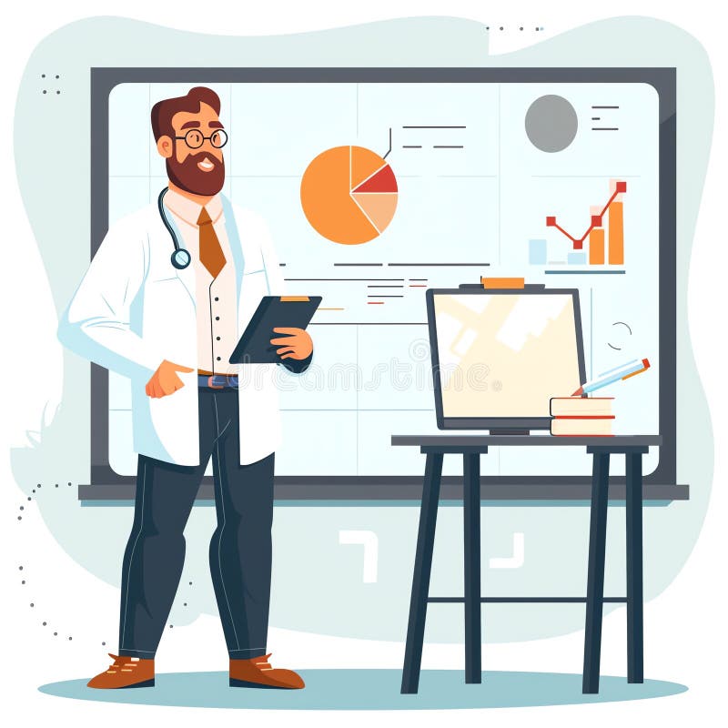 Doctor Discussing Medical Charts and Data Analysis with Charts and ...