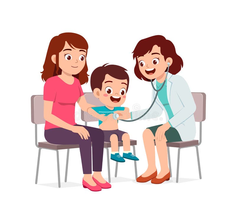 Doctor Do Examine To Little Kid To Check the Illness Stock Vector ...