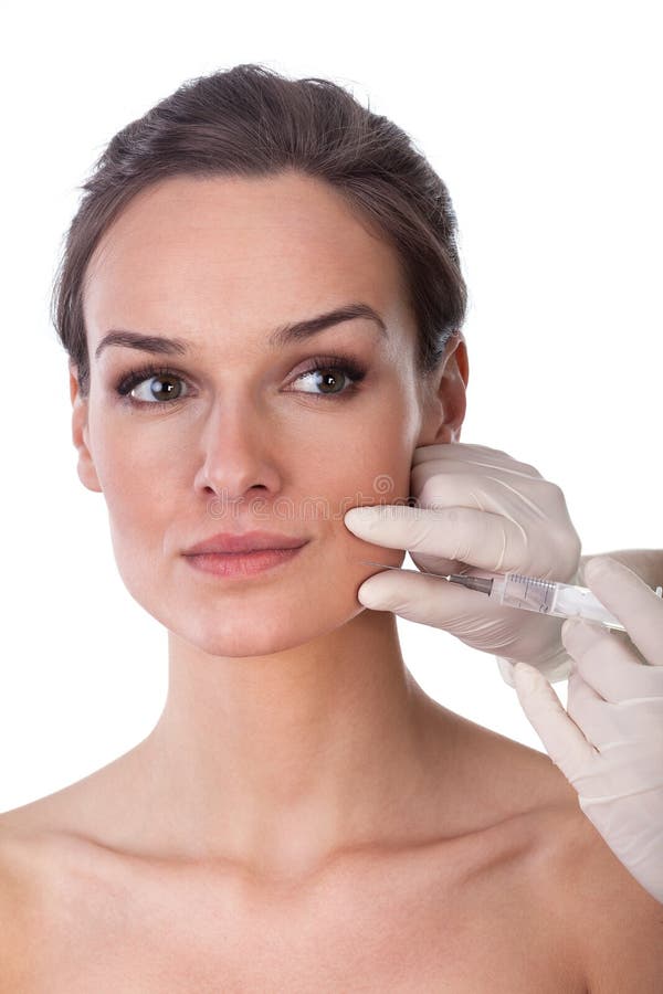 The Doctor Does Injection To the Face of Woman Stock Image - Image of ...