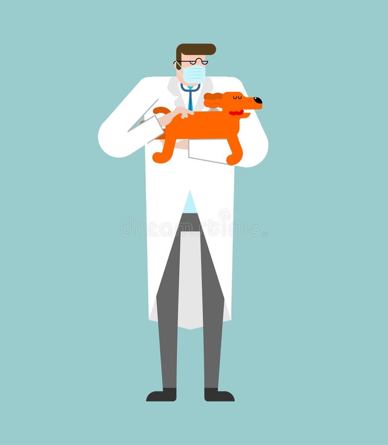 Doctor and Dog. Veterinarian with Pet Stock Vector - Illustration of ...