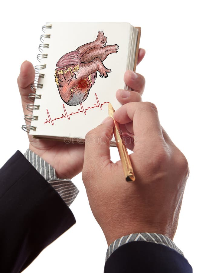 Doctor Drawing Heart Beats Cardiogram Stock Image - Image of business ...