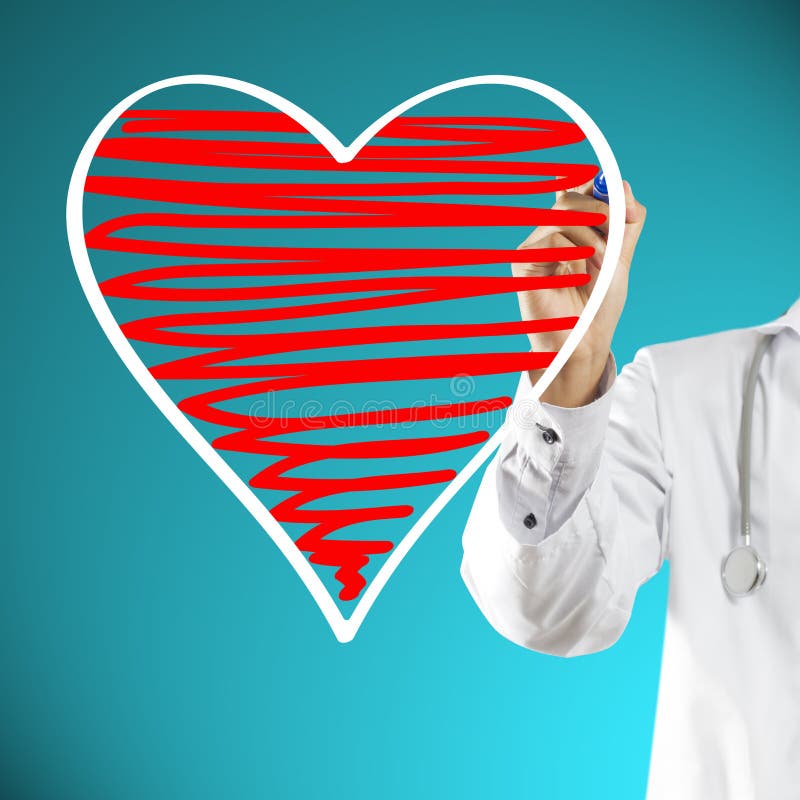 Doctor Drawing Heart Symbol Stock Image - Image of human, friendly ...