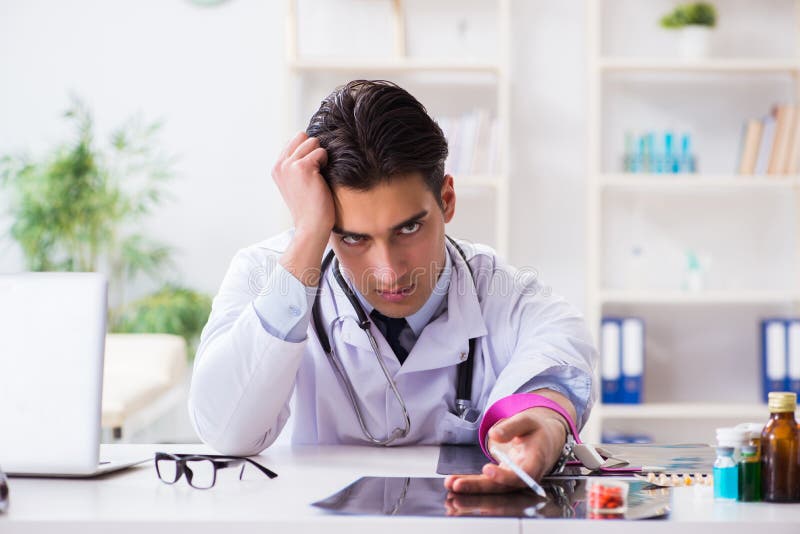 The Doctor Drug Addict in the Hospital Stock Image - Image of needle ...