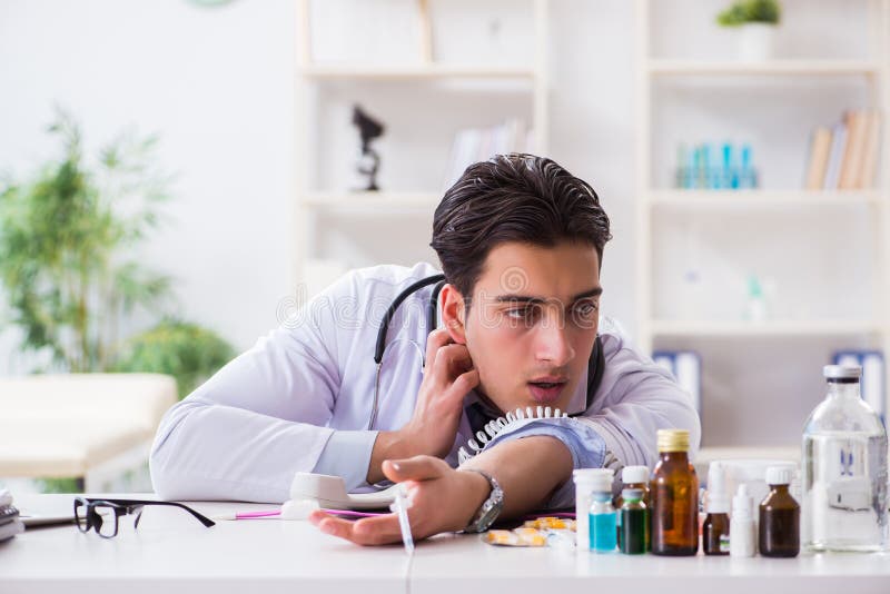 The Doctor Drug Addict in the Hospital Stock Image - Image of injection ...