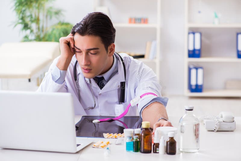 The Doctor Drug Addict in the Hospital Stock Image - Image of doctor ...