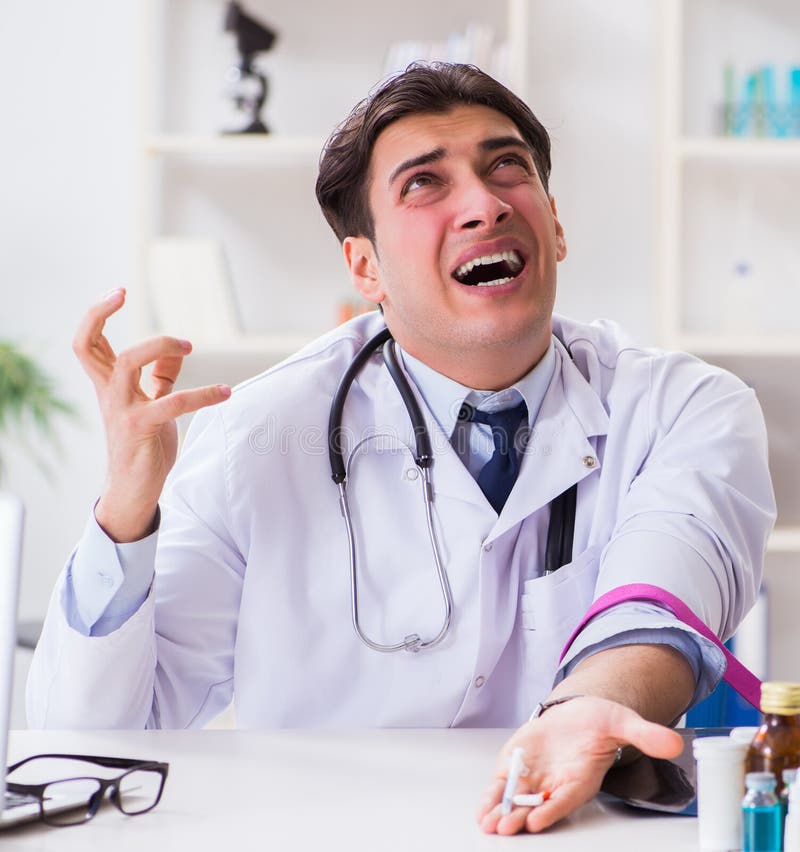 Doctor Drug Addict in the Hospital Stock Photo - Image of dependency ...