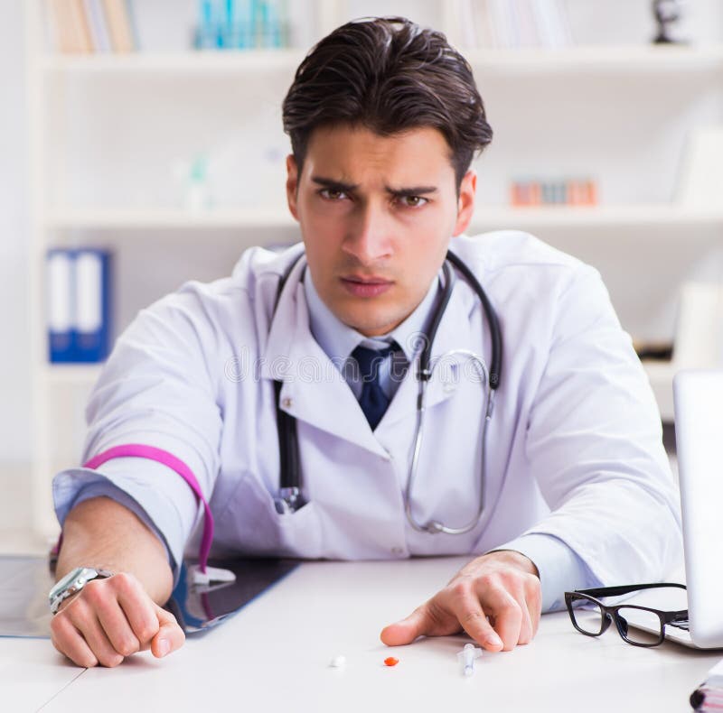 The Doctor Drug Addict in the Hospital Stock Image - Image of exhausted ...