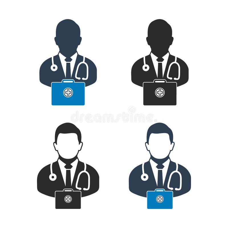 Doctor on Duty Icon set. stock vector. Illustration of doctor - 158876291