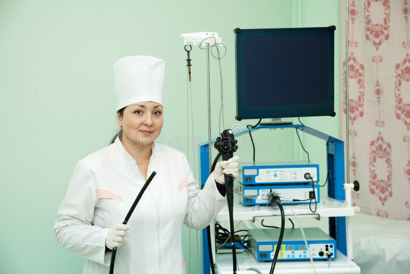 Doctor with Endoscope Ready for Work Stock Image - Image of hospital ...