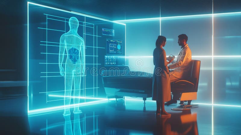 Doctor Engages with AI Diagnostic Assistant in Modern Hospital Setting ...