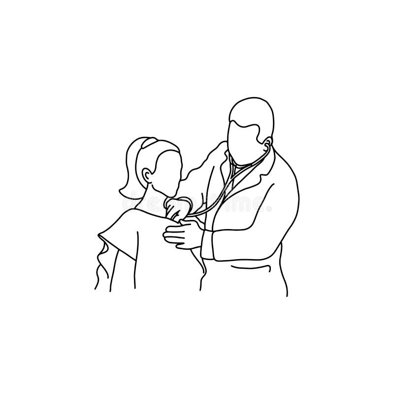 Doctor Examining Abdominal Area Of Female Patient Lying Stock Vector