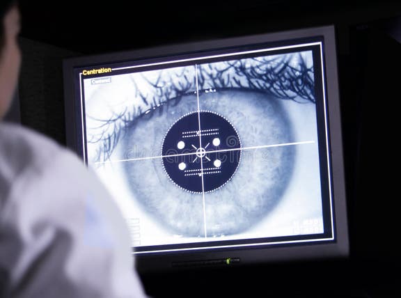 Doctor Examining Eye Scan on Computer Stock Image - Image of medicine ...