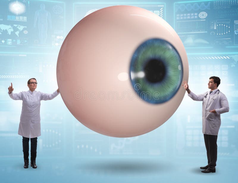 Doctor Examining Giant Eye in Medical Concept Stock Image - Image of ...