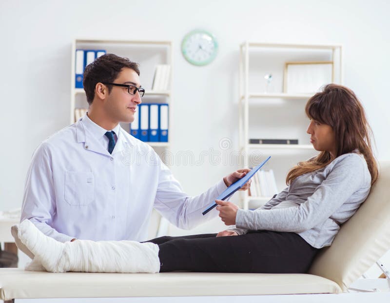 Doctor Examining Patient with Broken Leg Stock Image - Image of pain ...