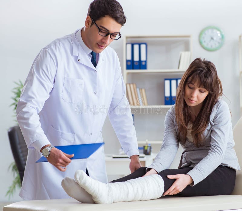 Doctor Examining Patient with Broken Leg Stock Photo - Image of exam ...