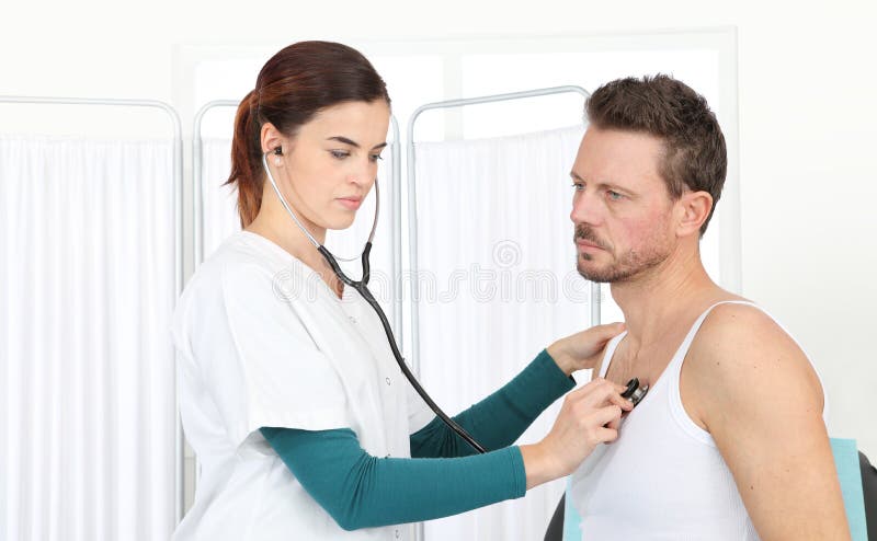 Doctor Examining Patient with Stethoscope Stock Image - Image of exam ...