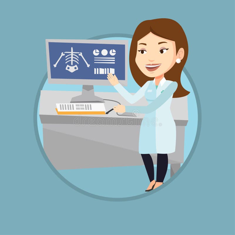 Caucasian Radiologist Doctor Examining Radiograph. Stock Vector ...