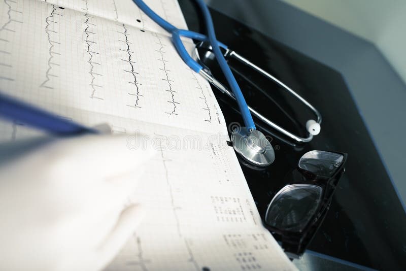 Doctor Examining Tests and Analyzes of Patient in Office. Stock Image ...