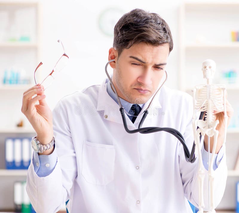 Doctor Explaining Human Body on Skeleton Stock Image - Image of ...