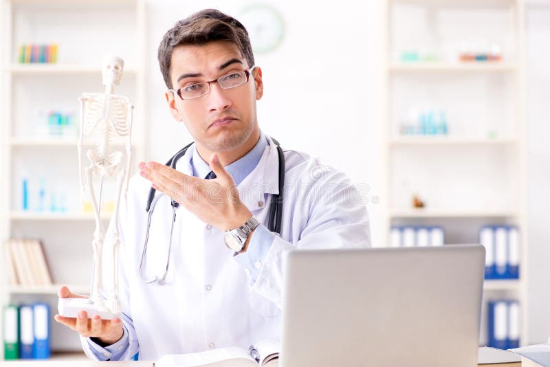 The Doctor Explaining Human Body on Skeleton Stock Image - Image of ...