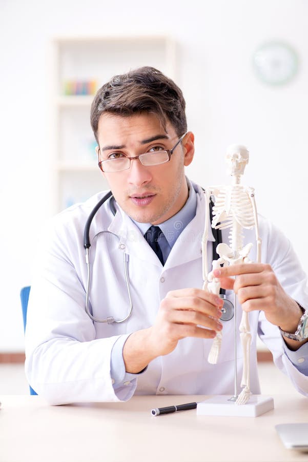 The Doctor Explaining Human Body on Skeleton Stock Image - Image of ...
