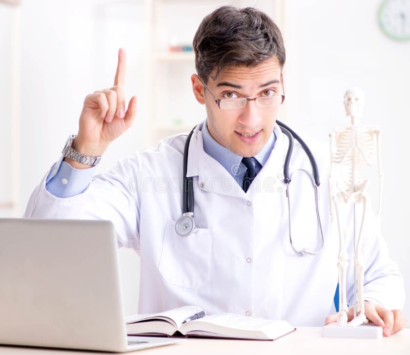 Doctor Explaining Human Body on Skeleton Stock Photo - Image of anatomy ...